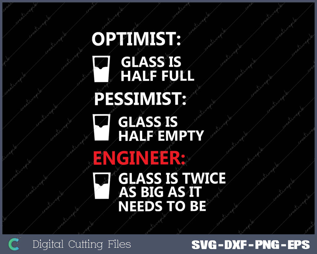 Engineer Half Full Glass Funny Engineering Joke SVG PNG Files – creativepik