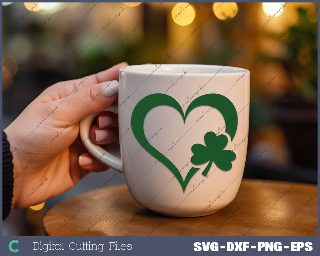 St Patricks Day Heart Shamrock Clover SVG PNG Cutting Printable Files ...