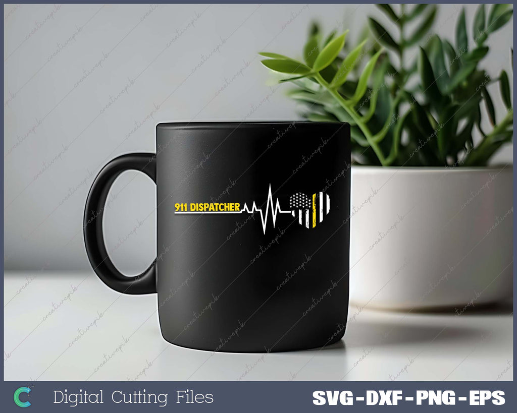 911 Dispatcher Heartbeat Police Thin Flag SVG PNG Printable Files ...