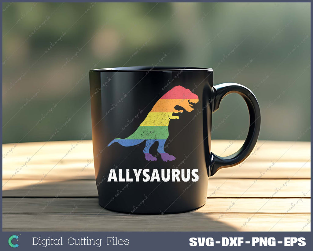 Allysaurus Dinosaur In Rainbow Flag For Ally LGBT Pride SVG PNG Files ...