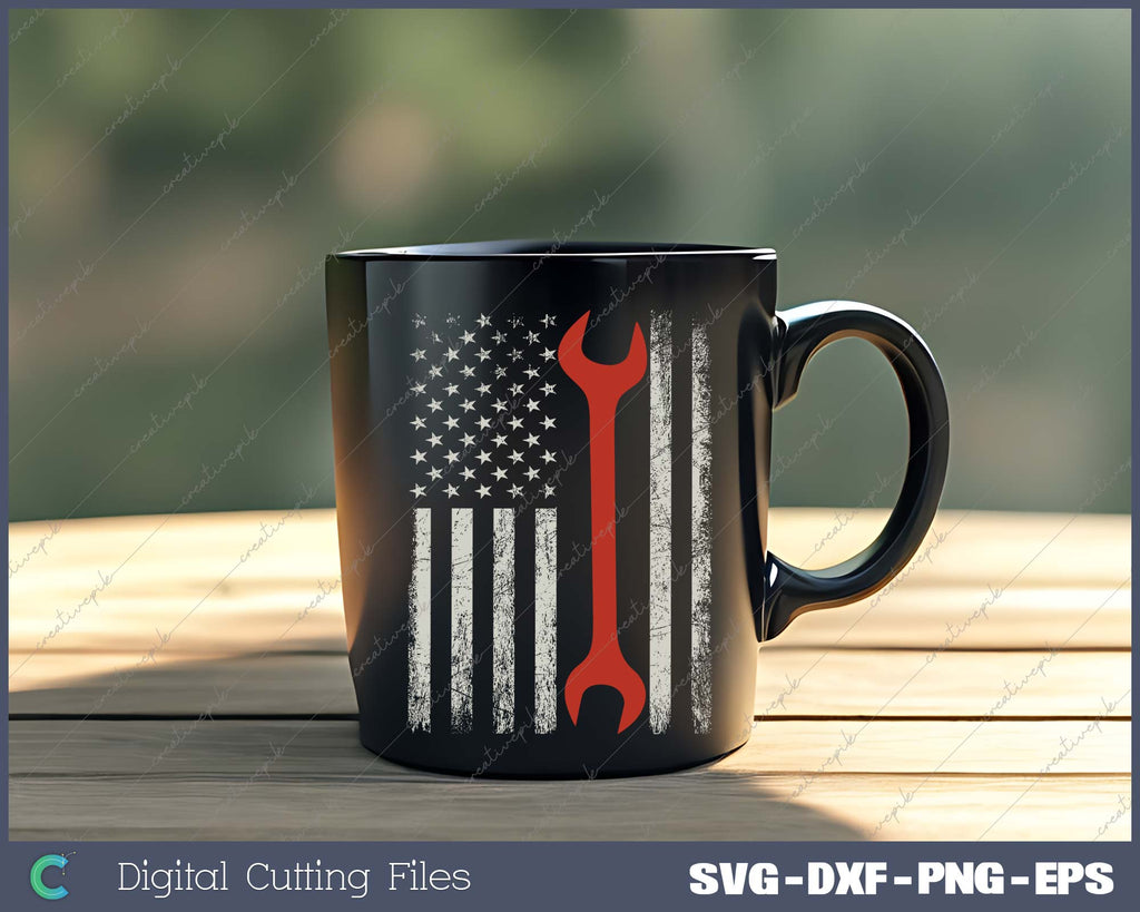 American Flag Mechanic Wrench Patriotic Auto Techs Motor SVG PNG Files ...