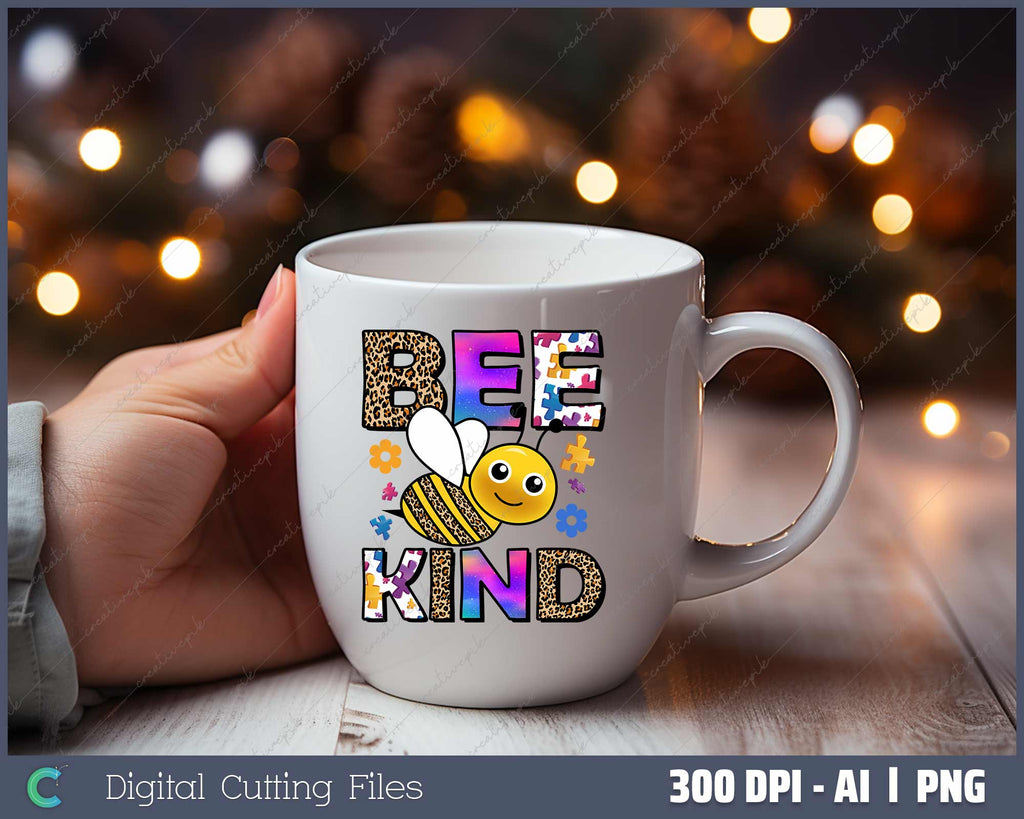 Autism Awareness Bumble Bee Be Kind Autistic AI PNG Sublimation Files ...