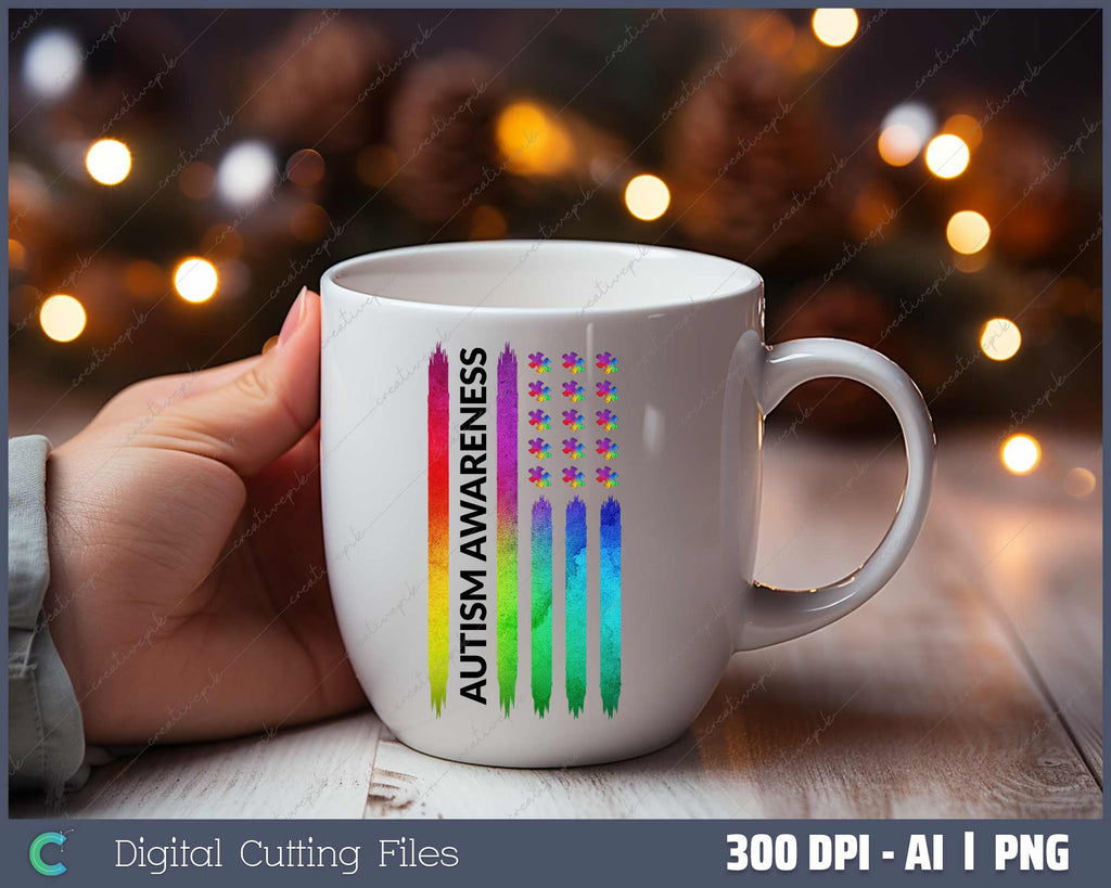 Autism Awareness Mom Dad USA flag Autistic AI PNG Sublimation Files ...