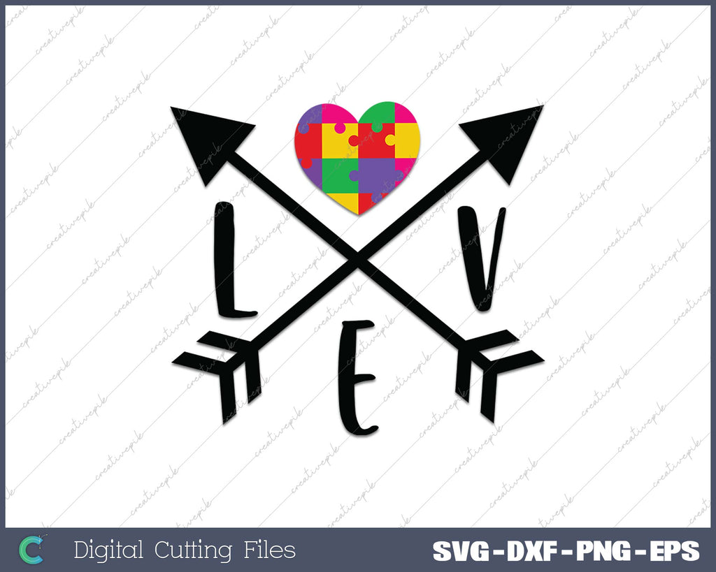 Autism heart Love arrows Autism awareness Autism puzzle SVG PNG Files ...