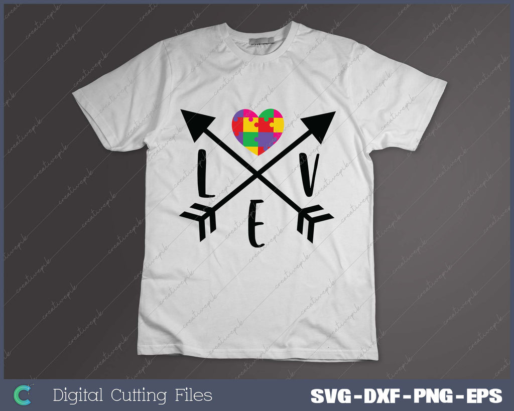 Autism heart Love arrows Autism awareness Autism puzzle SVG PNG Files ...