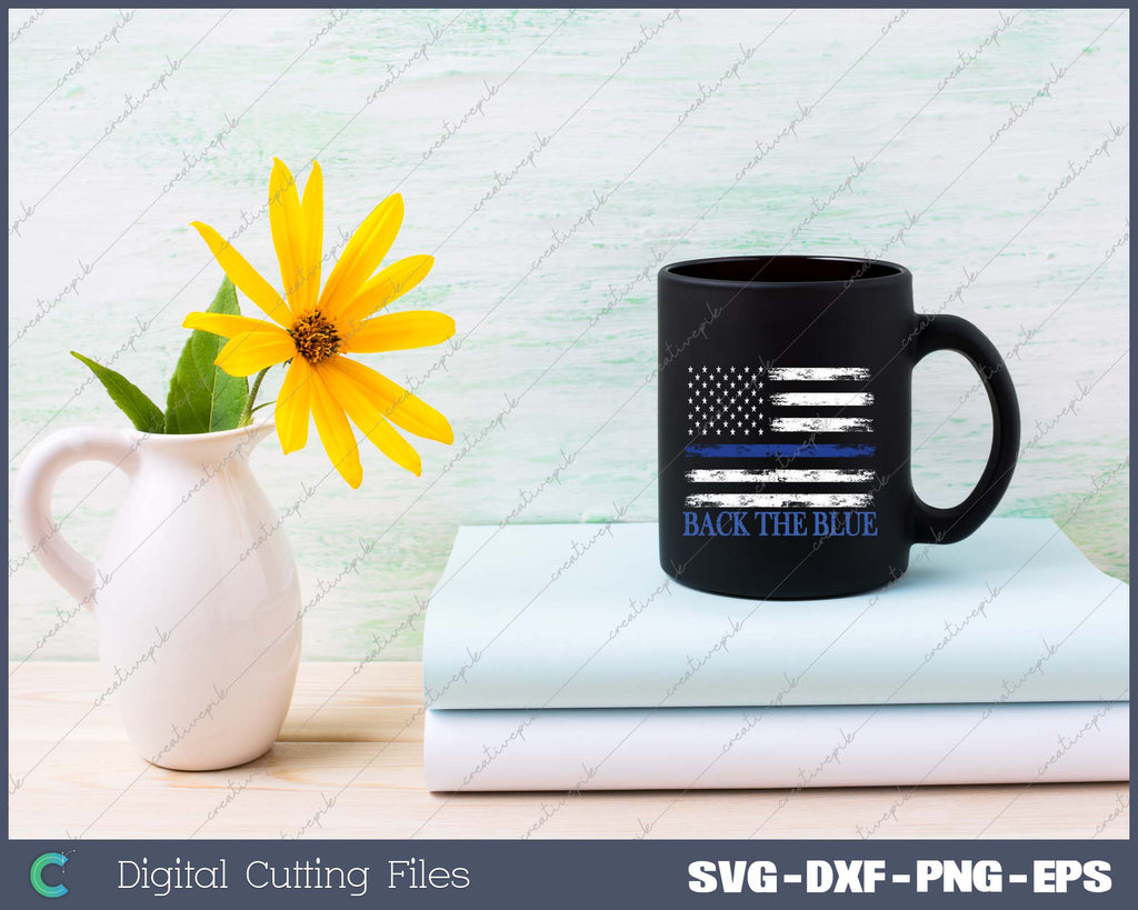 The Blue Thin Blue Line American Flag Police Support SVG PNG Files ...