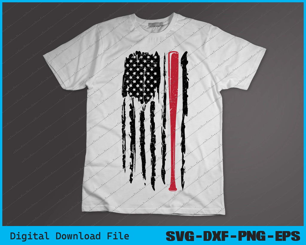 Baseball Bat Distressed American Flag SVG PNG Cutting Files – creativepik