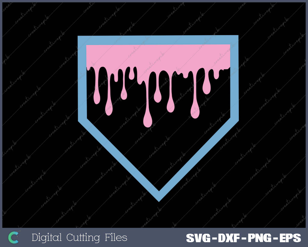 Baseball Home Plate Drip with Melting Ice Cream Drippy SVG PNG Files ...