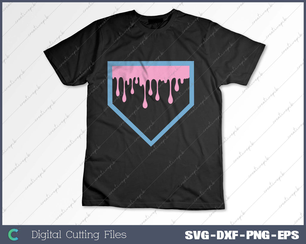 Baseball Home Plate Drip with Melting Ice Cream Drippy SVG PNG Files ...