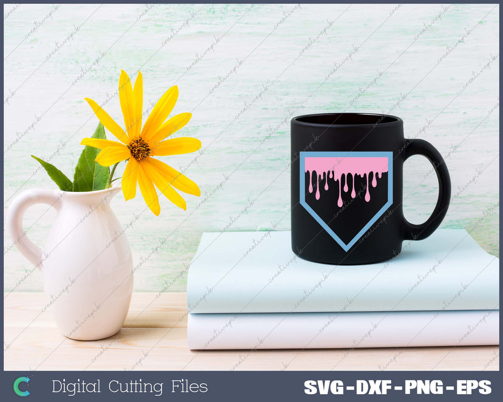 Baseball Home Plate Drip with Melting Ice Cream Drippy SVG PNG Files ...