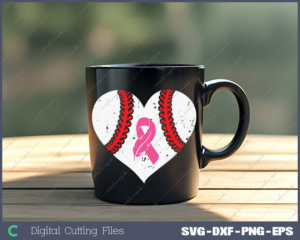 Baseball Pink Ribbon Breast Cancer Awareness SVG PNG Cutting Files ...
