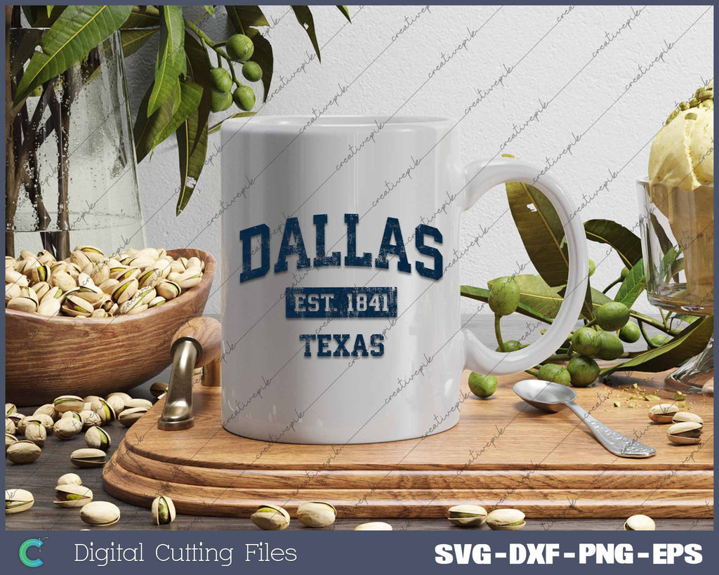 Dallas Texas TX Vintage Sports Design Navy Print SVG PNG Files ...