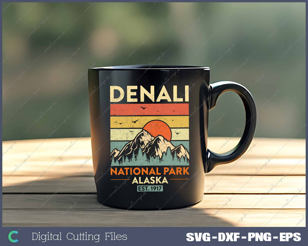 Denali Est 1917 Vintage Retro Alaska National Park SVG PNG Files ...