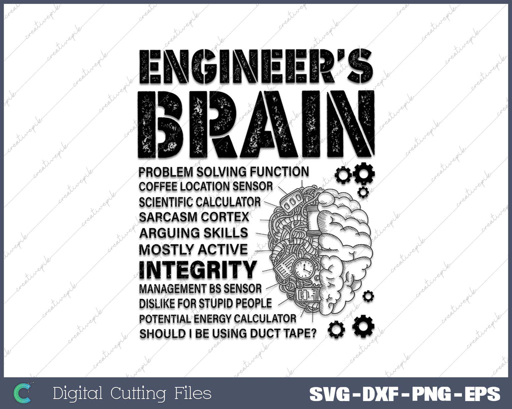 Engineer's Brain Funny Process Engineer Men Engineering SVG PNG Files ...