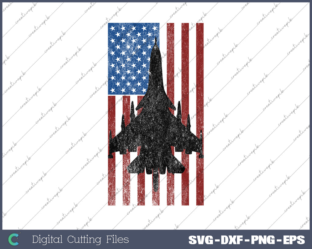 F 15 Eagle Jet Fighter Color American Flag SVG PNG Printable Files ...