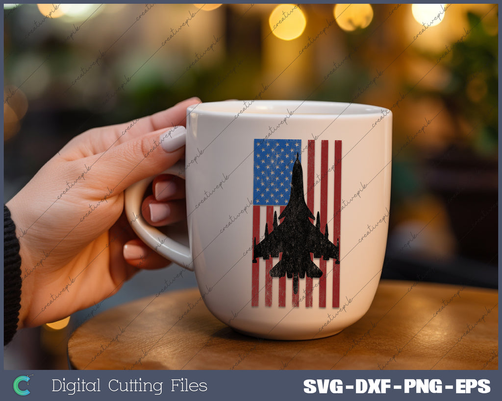 F 15 Eagle Jet Fighter Color American Flag SVG PNG Printable Files ...