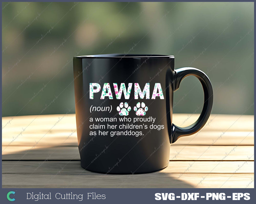Floral Art Pawma Noun Definition Mama Grandma Dog SVG PNG Files ...