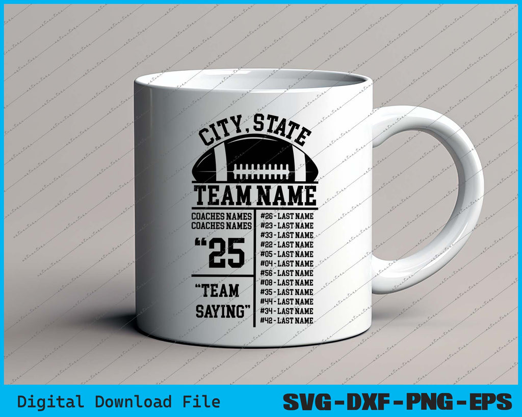 Football Team Roster Template SVG PNG Cutting Printable Files – creativepik