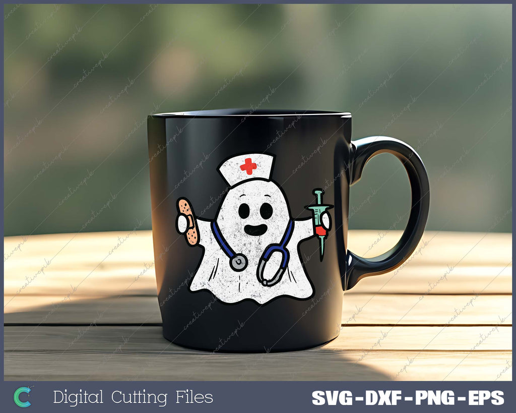 Funny Nurse Ghost Scrub Halloween Costume SVG PNG Cutting Files ...