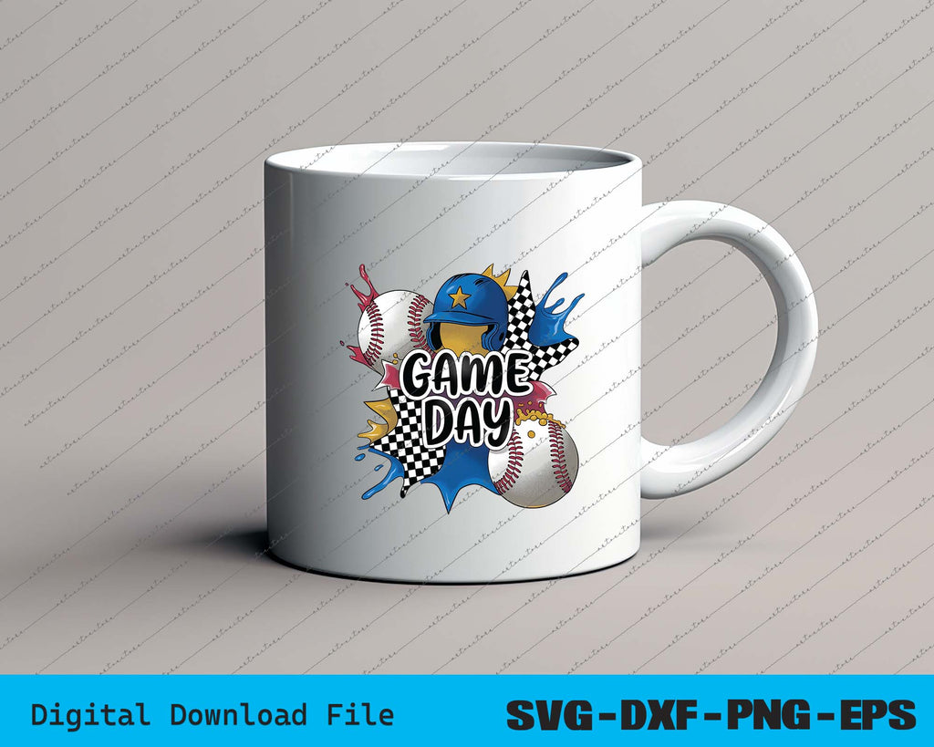 Game Day Baseball Retro Checkered Baseball SVG PNG Printable Files ...