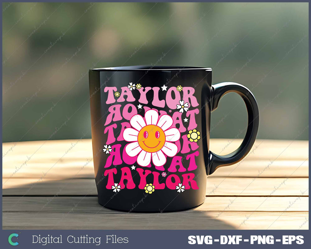 Girl Retro Taylor First Name Personalized Groovy 80's SVG PNG Files ...