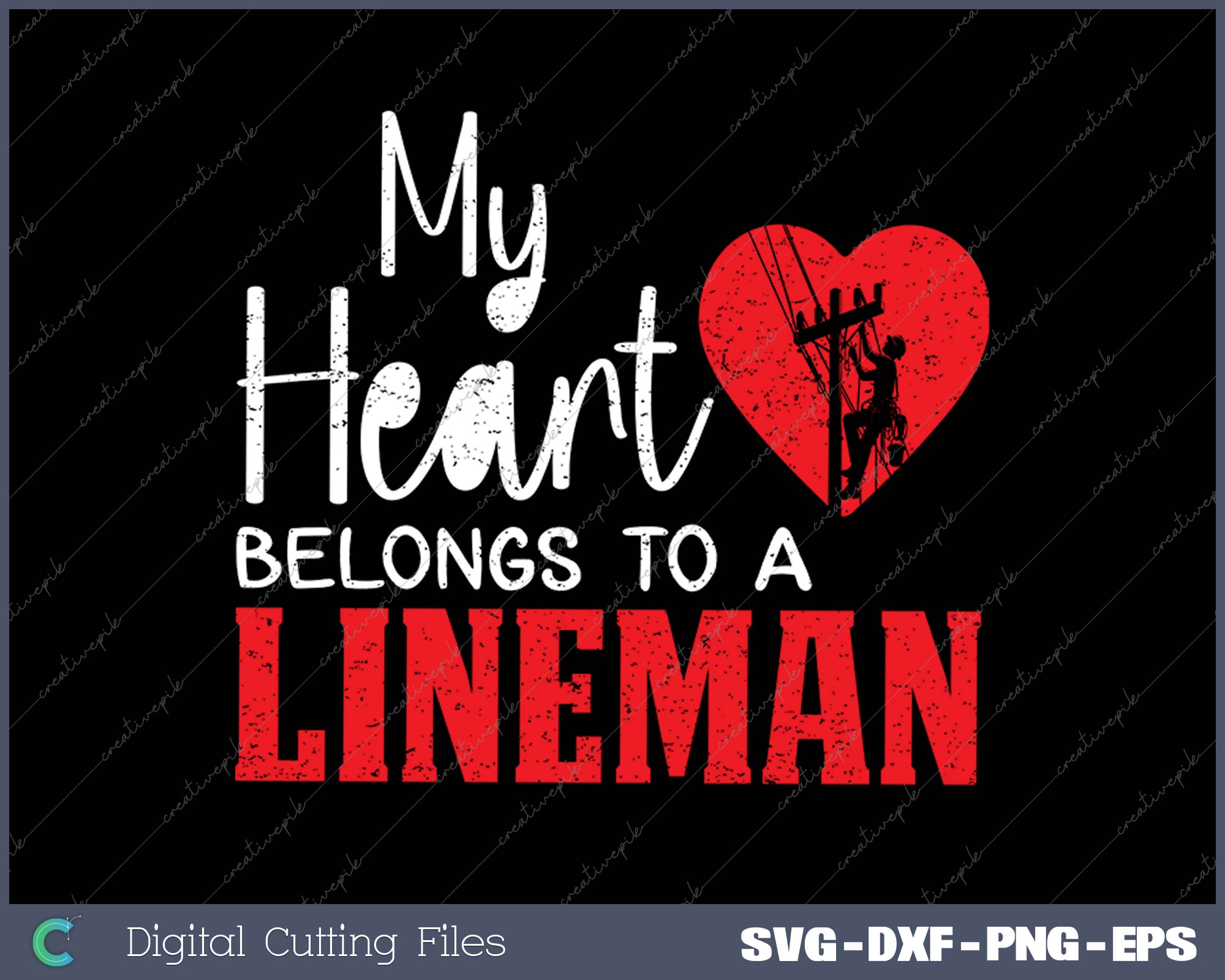 Heart Belongs to a Electric Cable Lineman SVG PNG Cutting Files ...