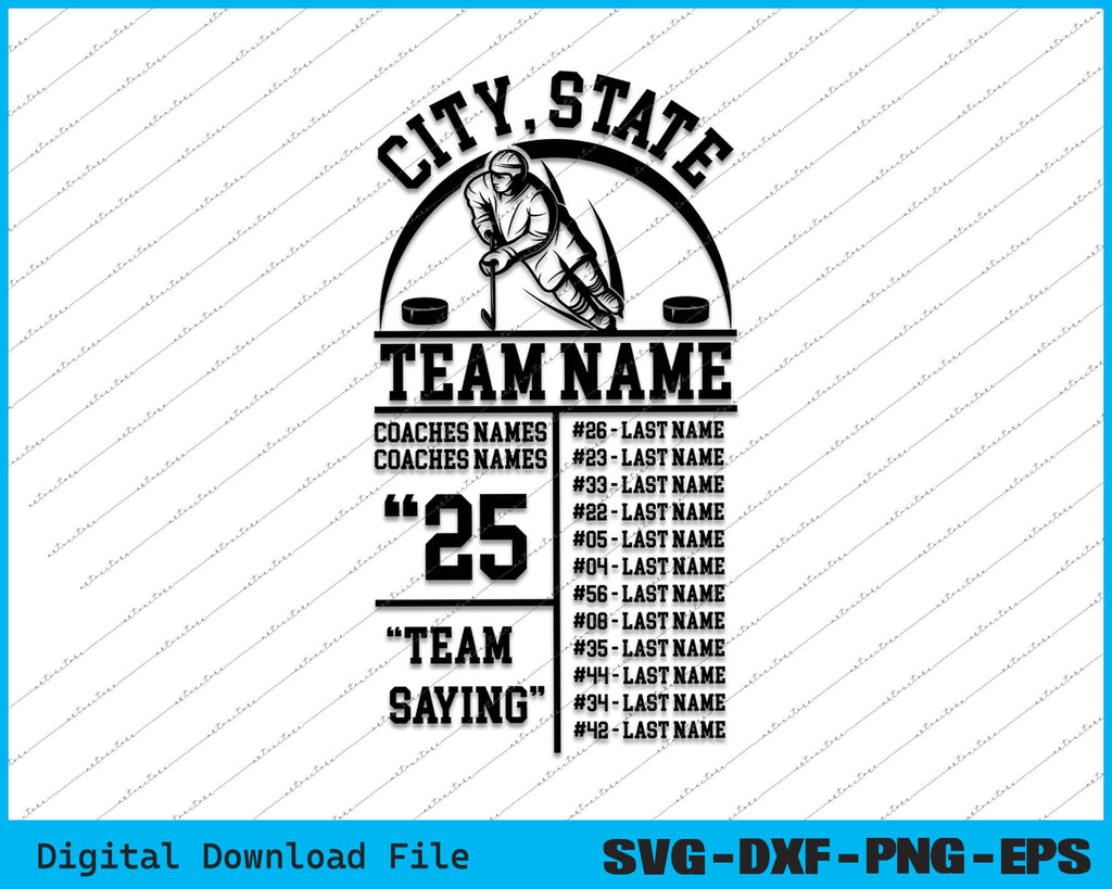 Hockey Team Roster Template SVG PNG Cutting Printable Files – creativepik