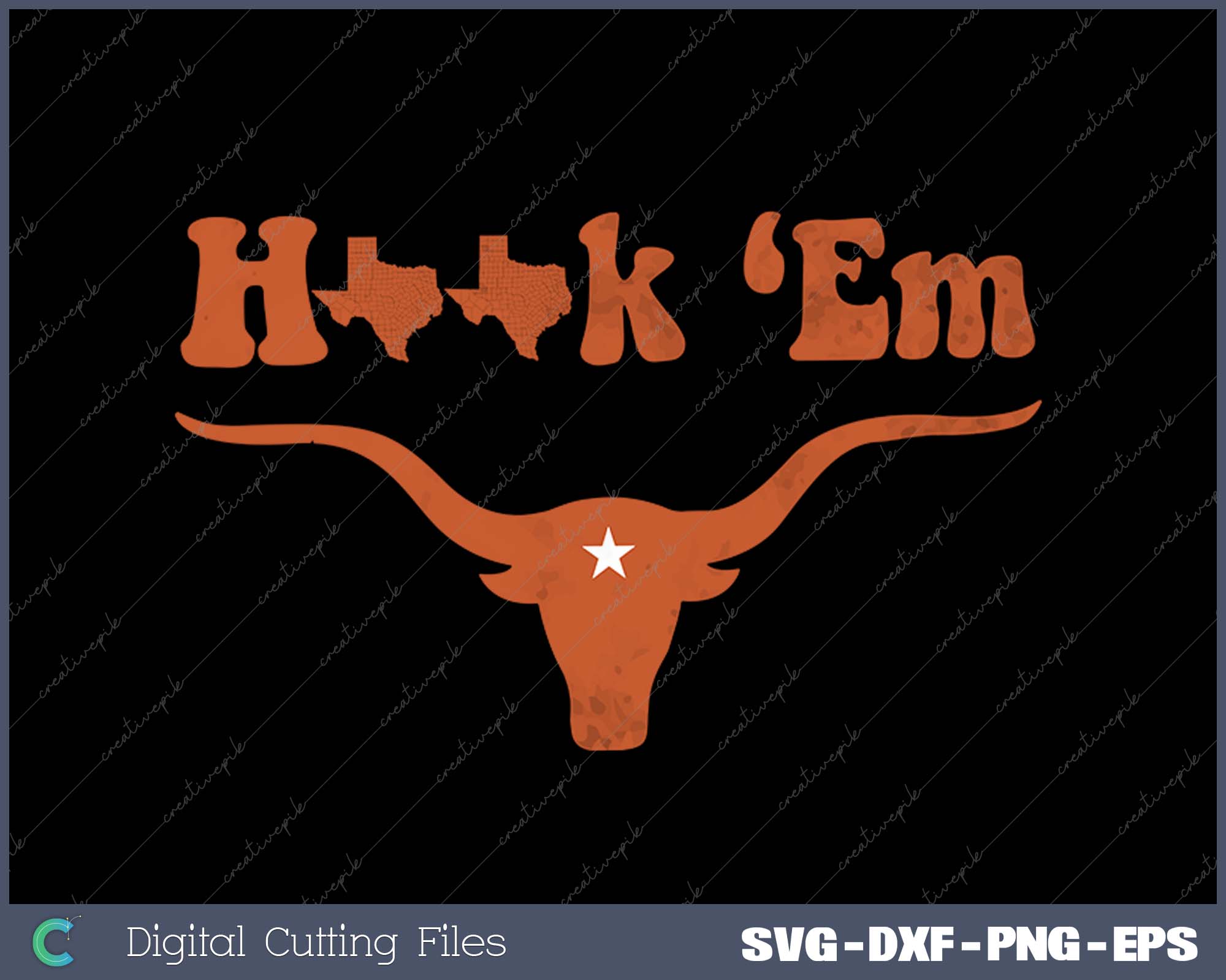 Hook Em Vintage Western Horm SVG PNG Cutting Printable Files – creativepik