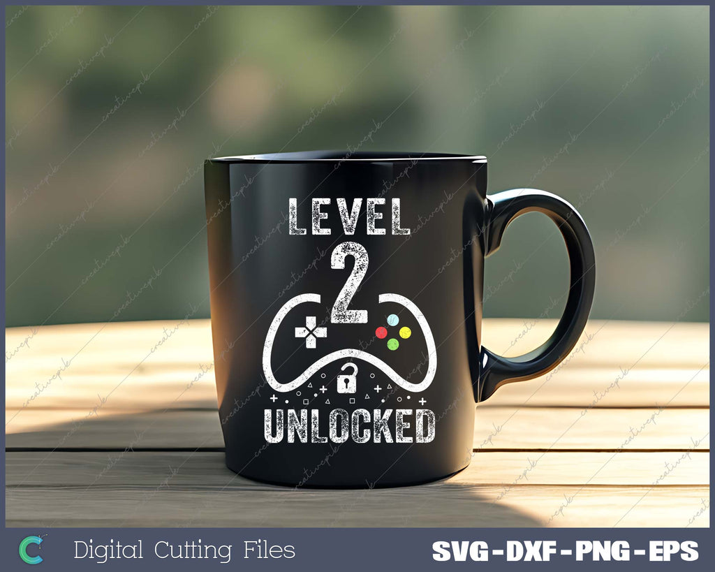 Level 2 Unlocked Video Game 2nd Birthday SVG PNG Cutting Files ...