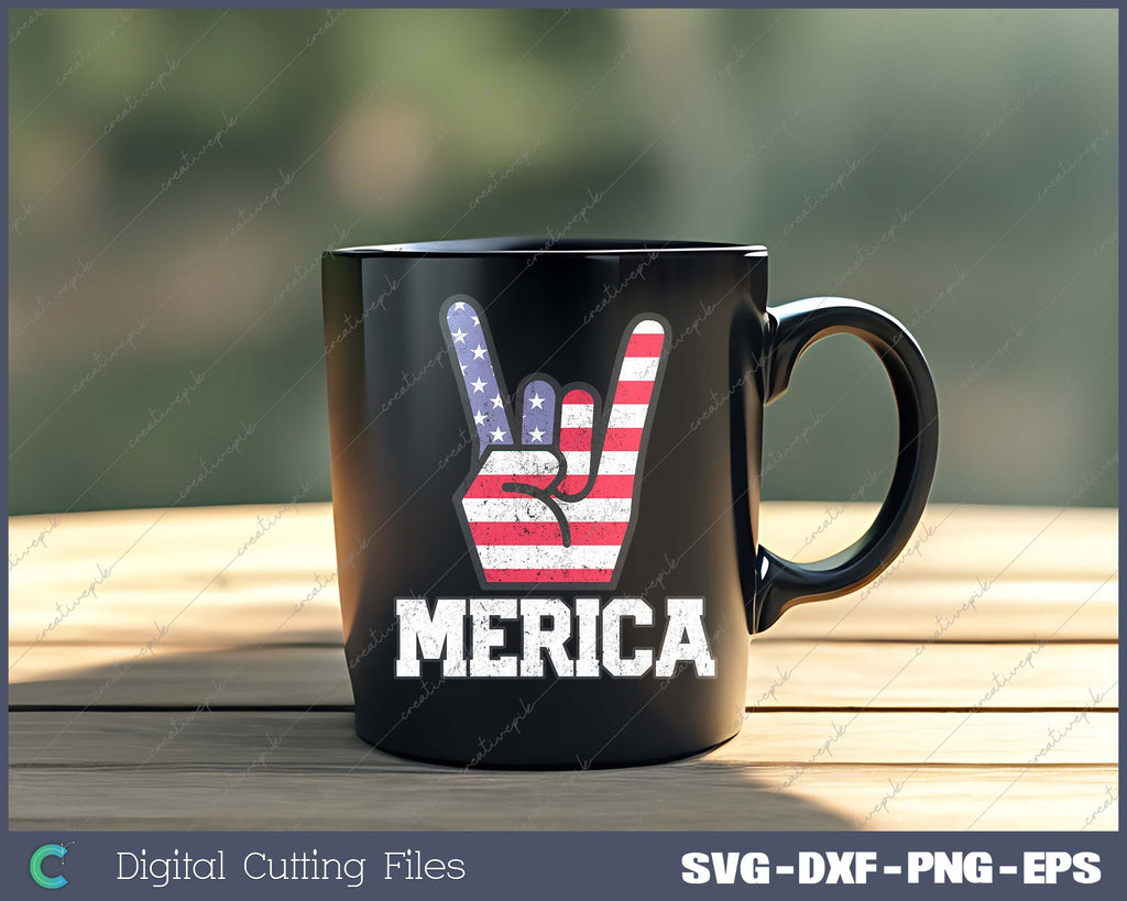 Merica Rock Sign 4th of July Vintage American Flag USA SVG PNG Files ...