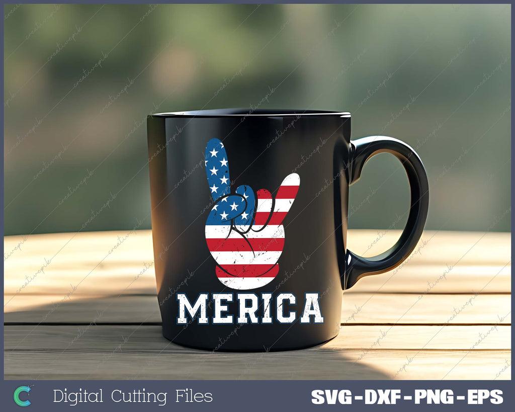 Merica Rock Sign 4th of July Vintage American Flag Retro SVG PNG Files ...