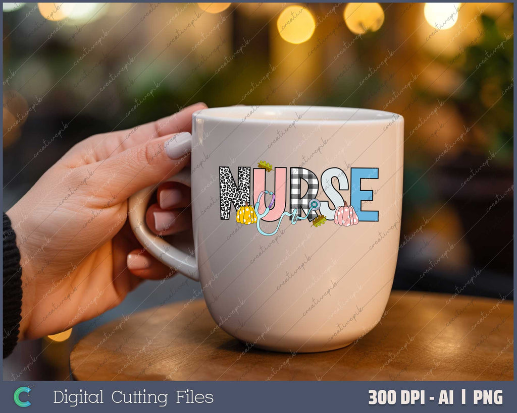 Nurses Fall Autumn Halloween Funny Women AI PNG Sublimation File ...