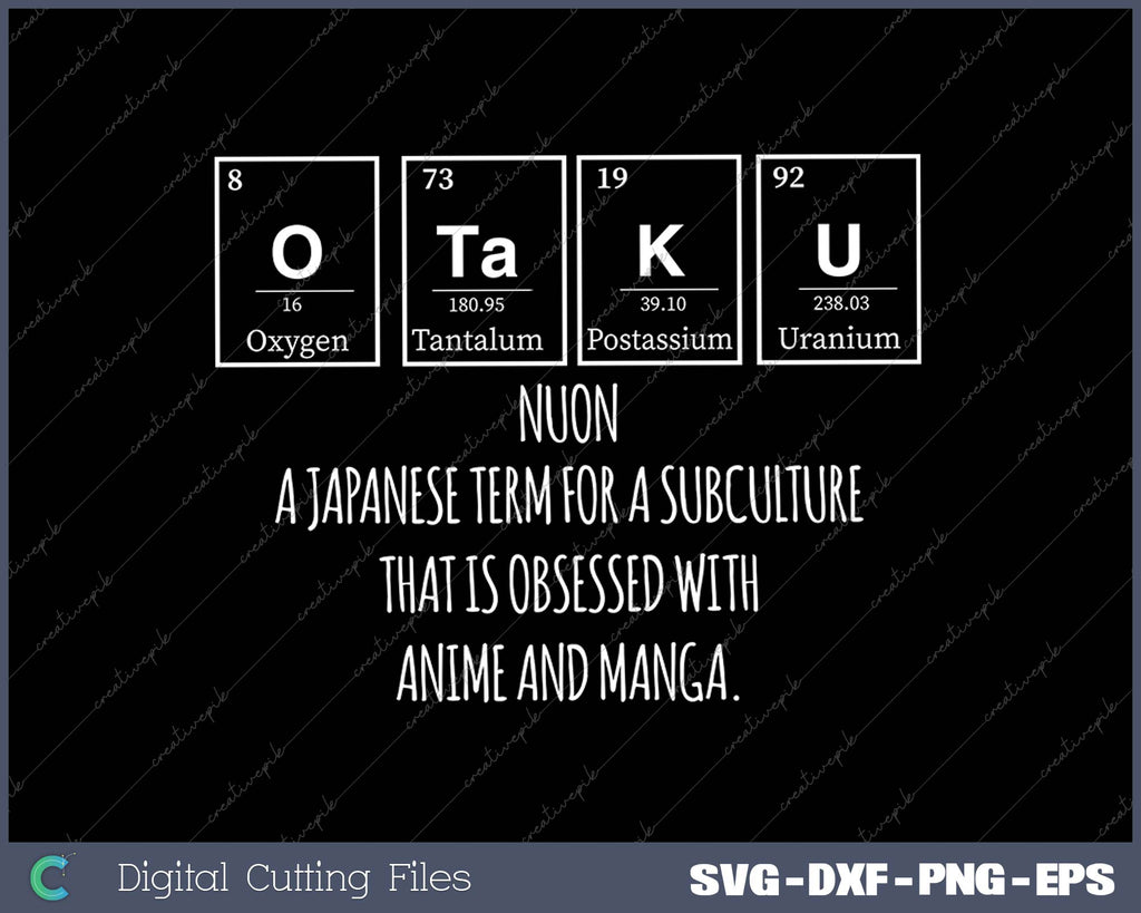 Otaku Definition Japanese Anime & Manga Lover Funny SVG PNG Files ...