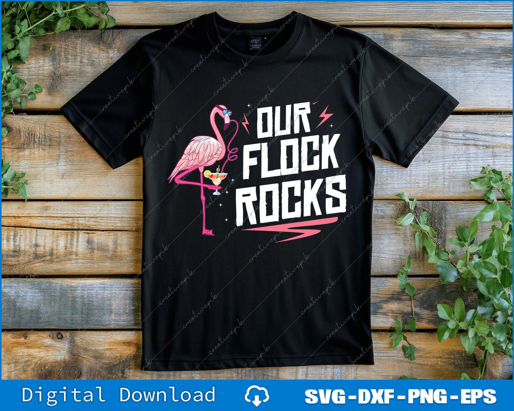 Our Flock Rocks Pink Flamingo SVG PNG Cutting Printable File – creativepik