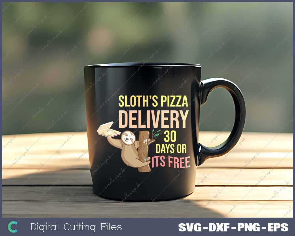 Pizza Delivery By Sloth Funny Fast Food Slow Service SVG PNG Files ...
