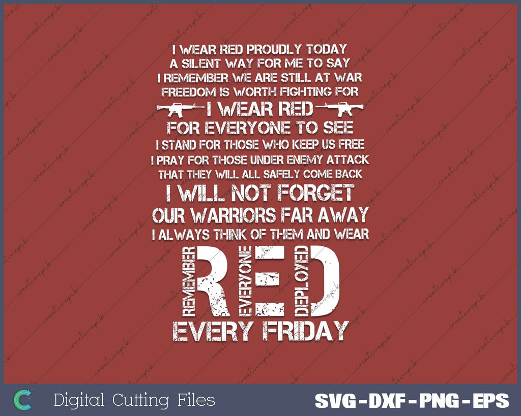Red Friday Remember The Deployed Military Troops Poem SVG Files ...