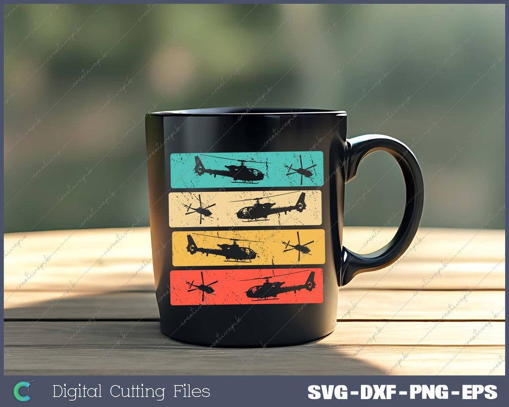 Retro Helicopter Pilot SVG PNG Cutting Printable Files – creativepik