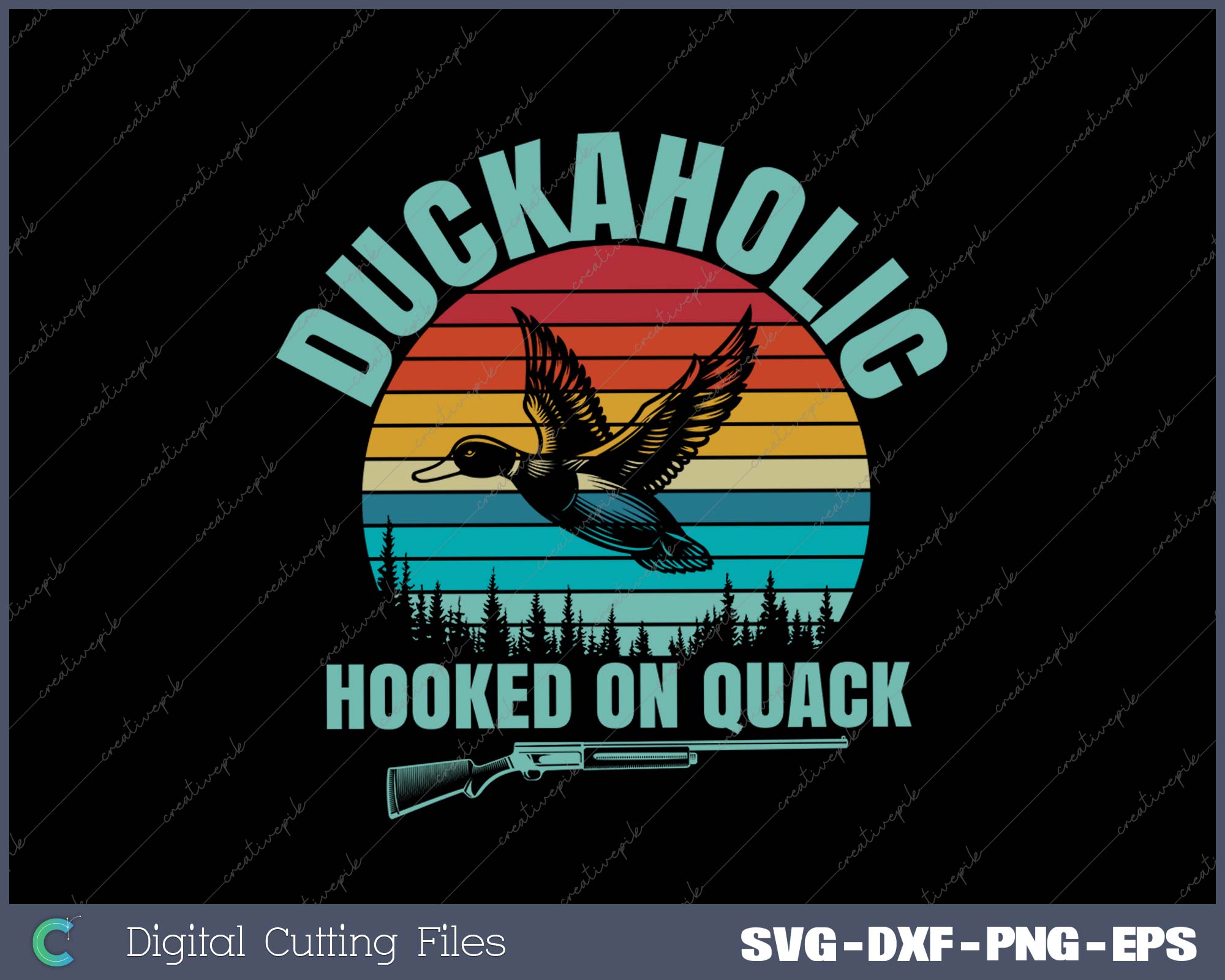 Retro Vintage Duckaholic Hooked On Quack Duck Hunter SVG PNG Files ...