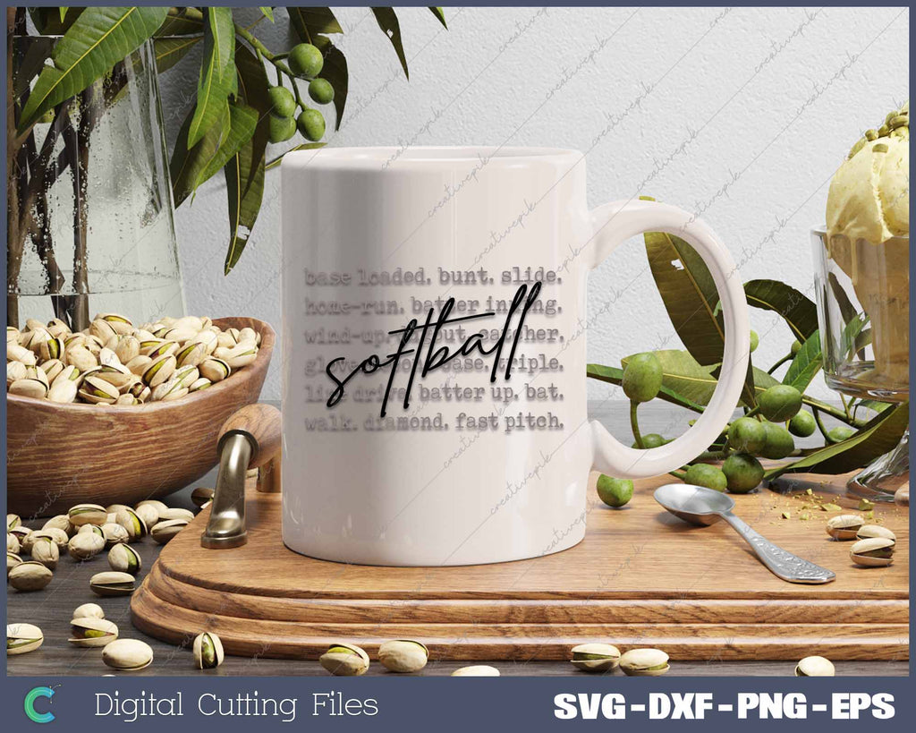 Softball Typography Game Day Softball Season SVG PNG Cutting Files ...