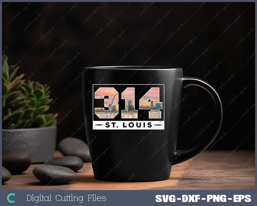 St. Louis 314 Area Code Vintage Skyline Missouri SVG PNG Files ...