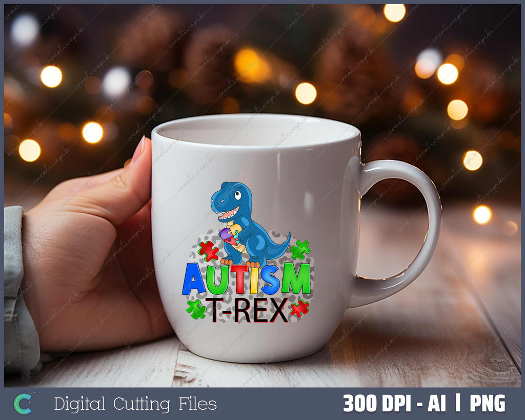 T Rex Dino strong and kind Autism AI PNG Sublimation Files – creativepik