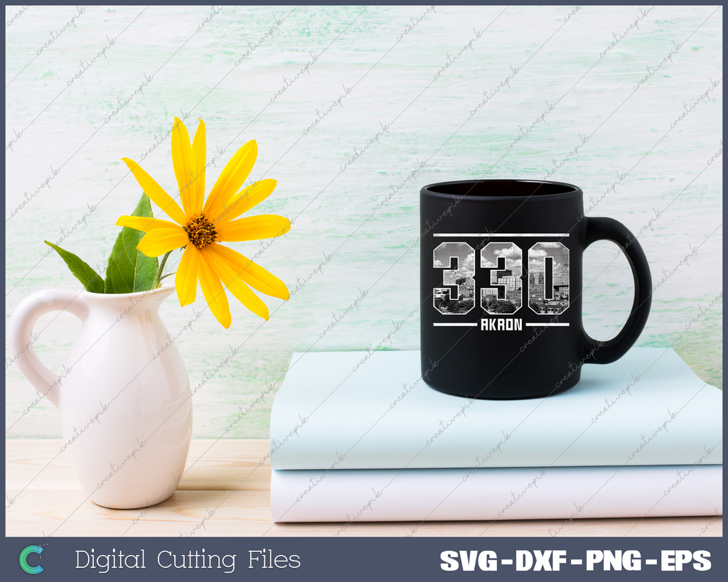 Vintage Akron 330 Area Code Ohio Skyline SVG PNG Cutting Files ...