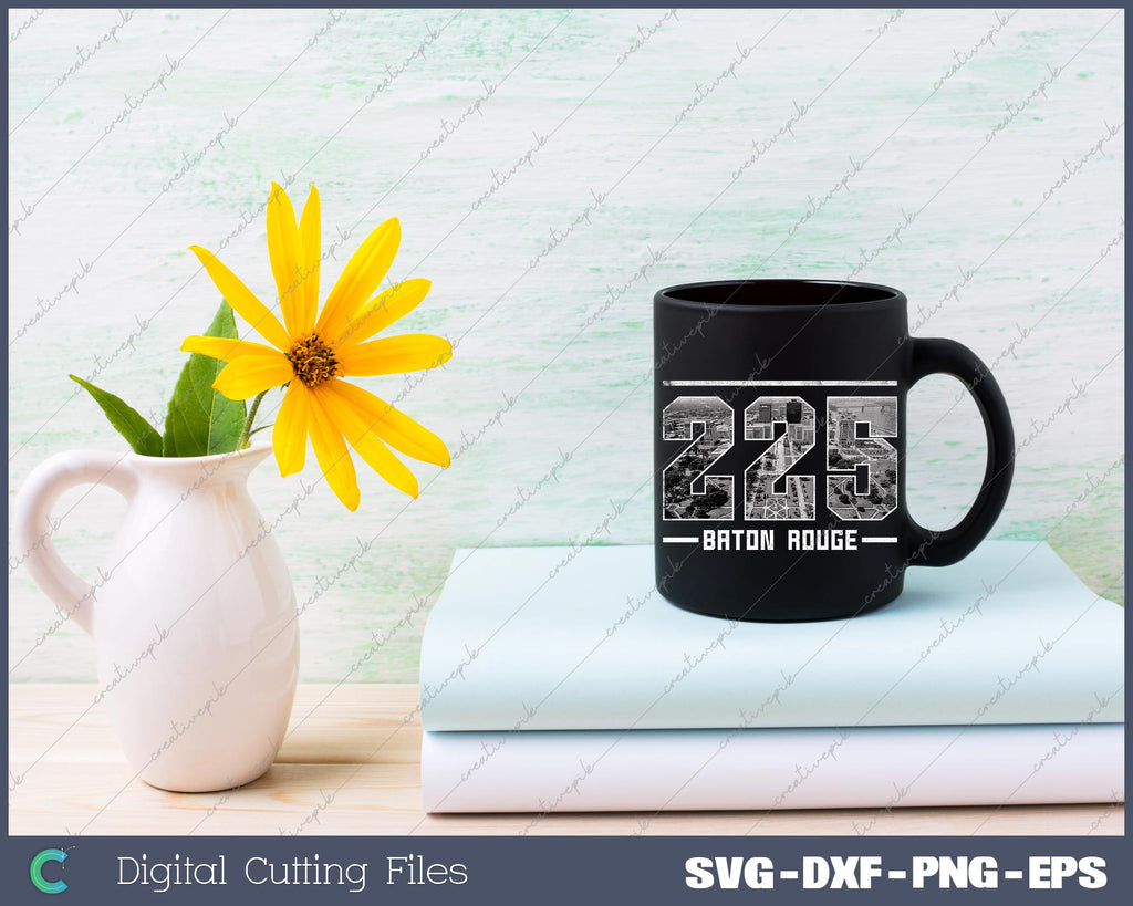 Vintage Baton Rouge 225 Area Code Louisiana Skyline SVG PNG Files ...