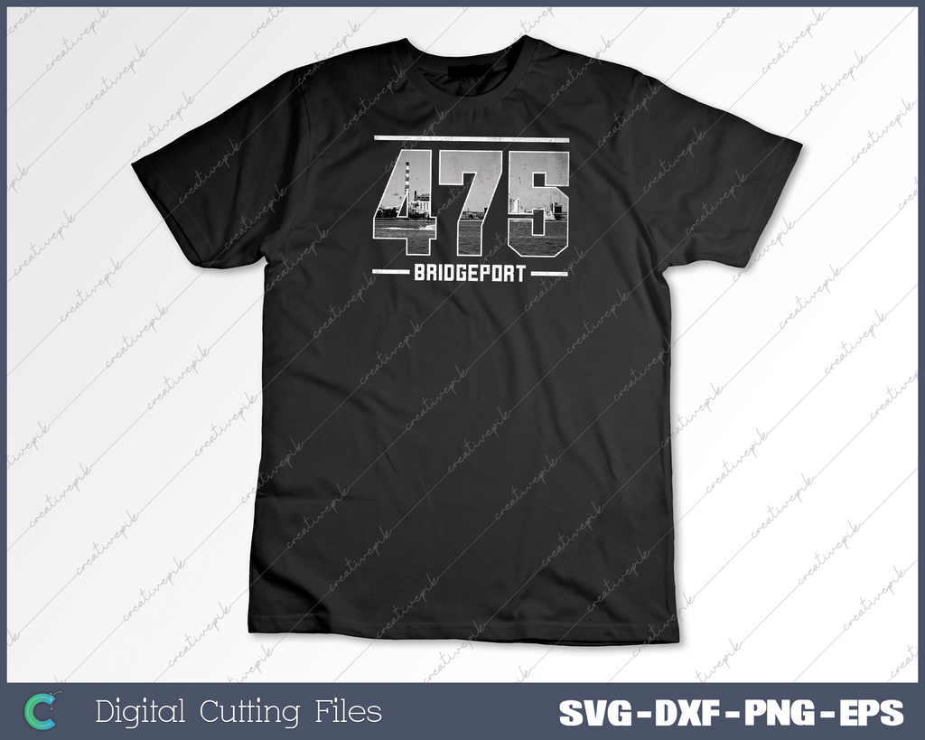 Vintage Bridgeport 475 Area Code Connecticut Skyline SVG PNG Files ...
