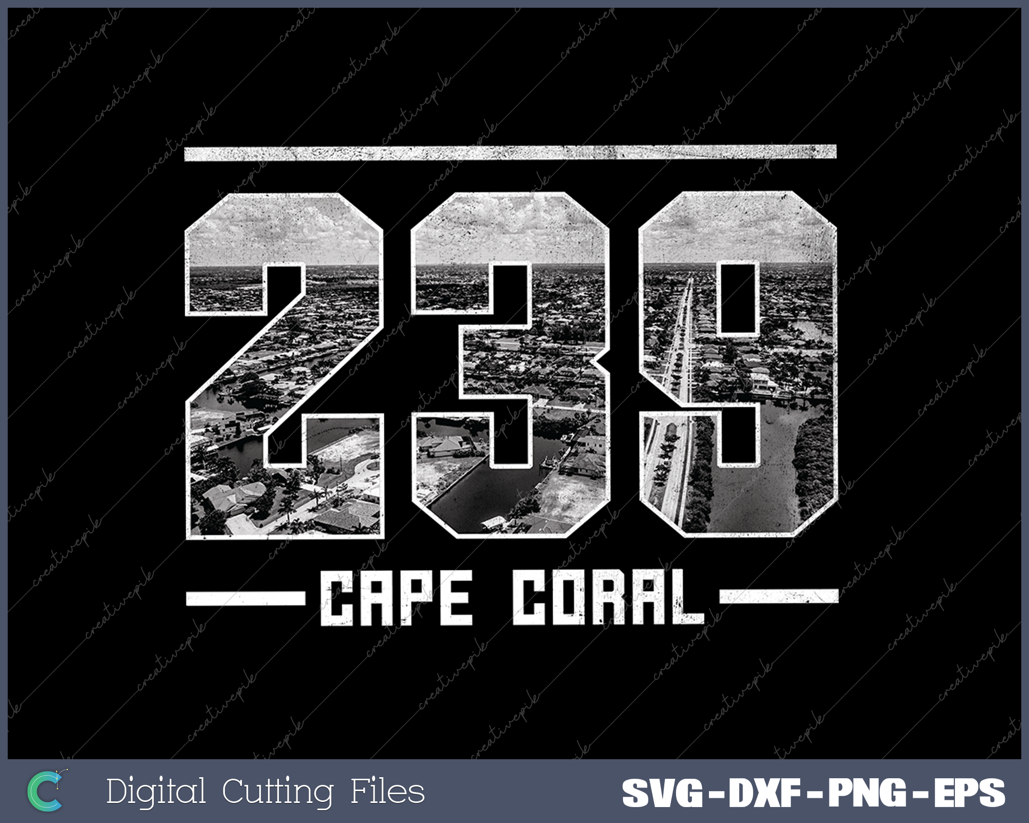 Vintage Cape Coral 239 Area Code Florida Skyline SVG PNG Files ...