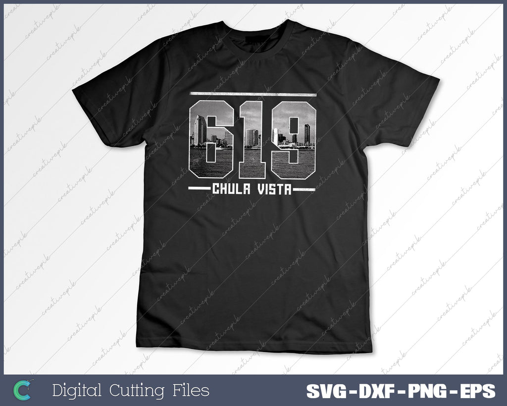 Vintage Chula Vista 619 Area Code California Skyline SVG PNG Files ...