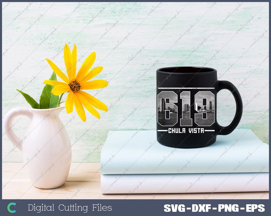 Vintage Chula Vista 619 Area Code California Skyline SVG PNG Files ...