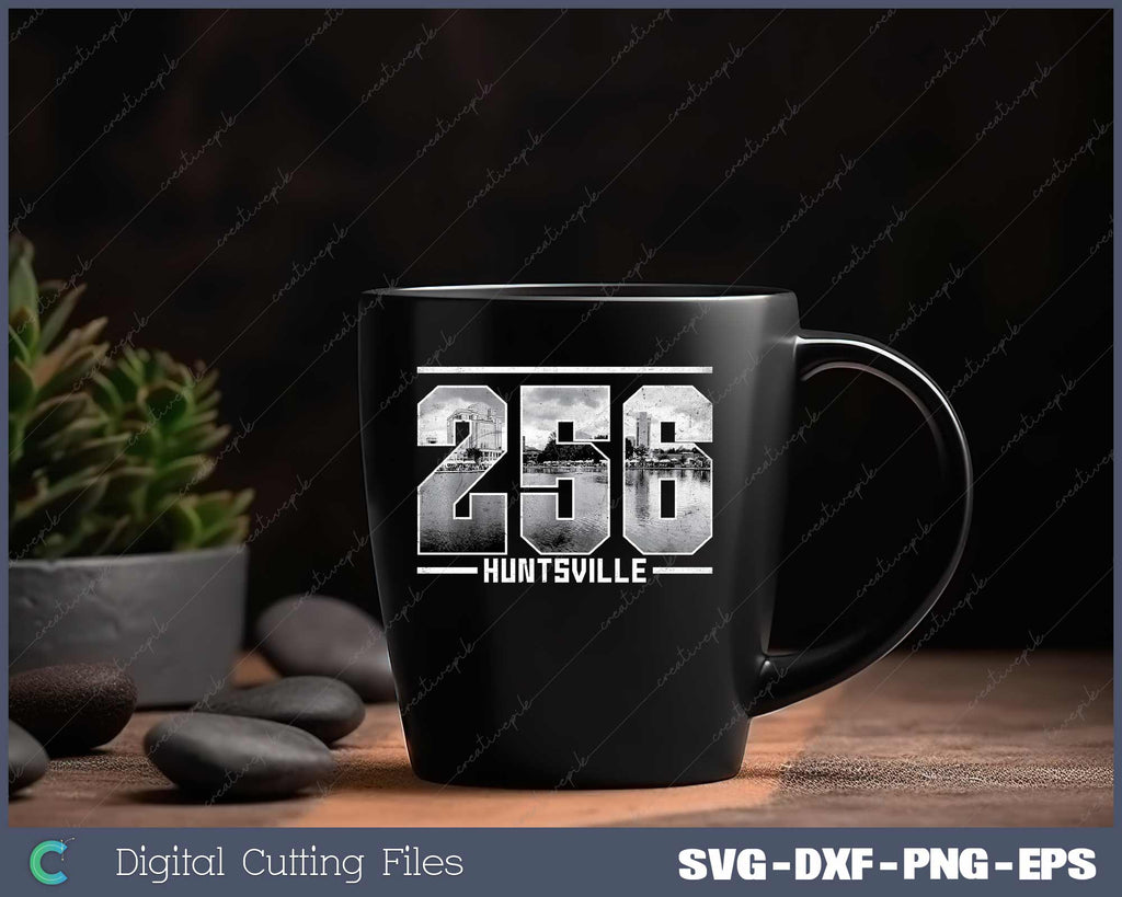 Vintage Huntsville 256 Area Code Alabama Skyline SVG PNG Files ...