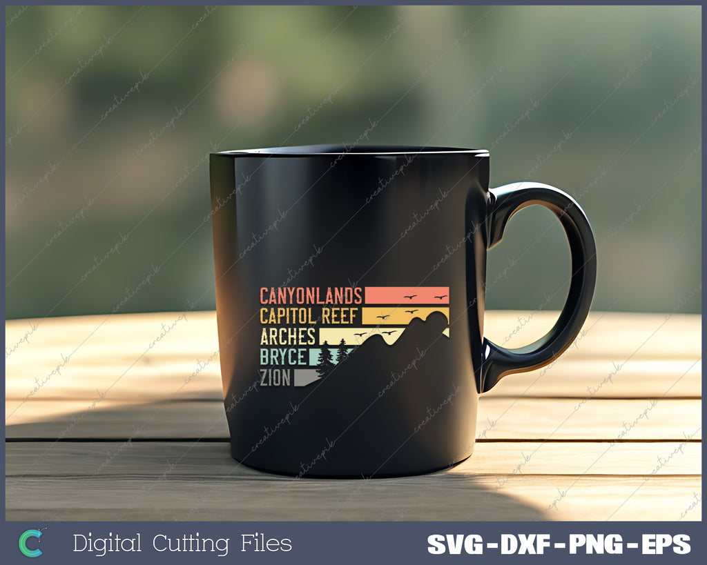 Vintage Moab Souvenir Big 5 Utah Mighty Five National Park SVG Files ...