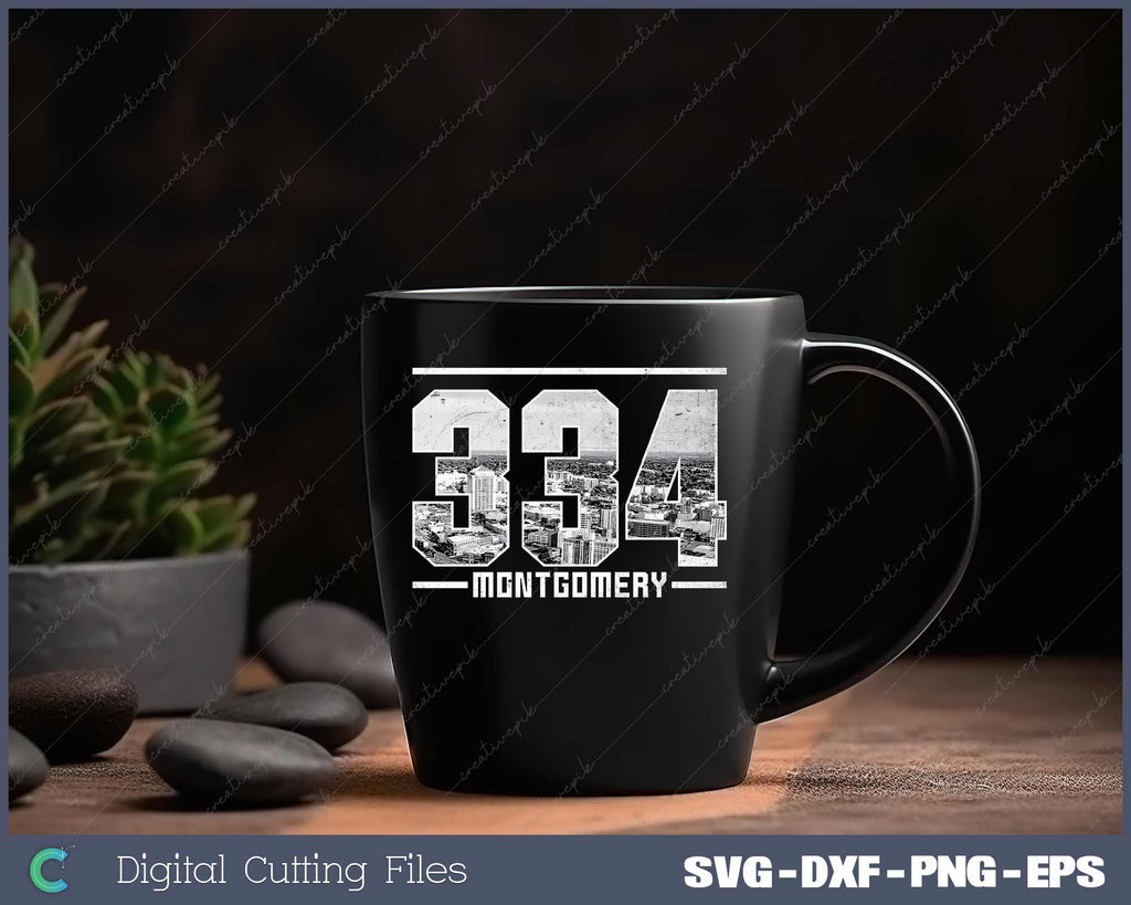 Vintage Montgomery 334 Area Code Alabama Skyline SVG PNG Files ...